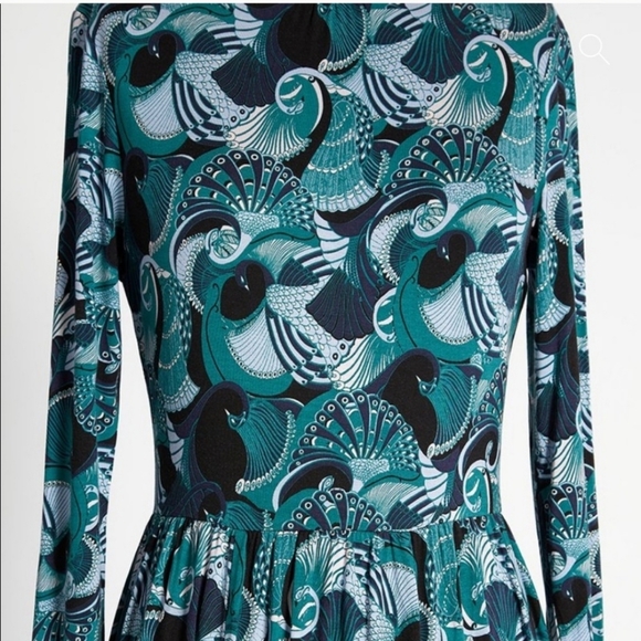 Modcloth Dresses Nwt Modcloth Print Appeal Peacock Print Mock Neck